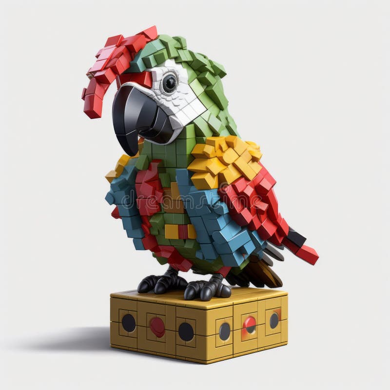 Detailed Lego Parrot Illustration in Petros Afshar Style Stock ...