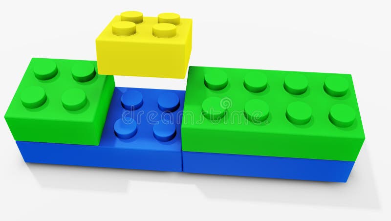 Lego Blocks in Blue, Green, and Yellow Arrangement Stock Image ...