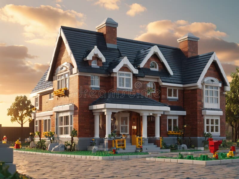 Lego Blocks House, 3d Render - Generated by Ai Stock Illustration ...