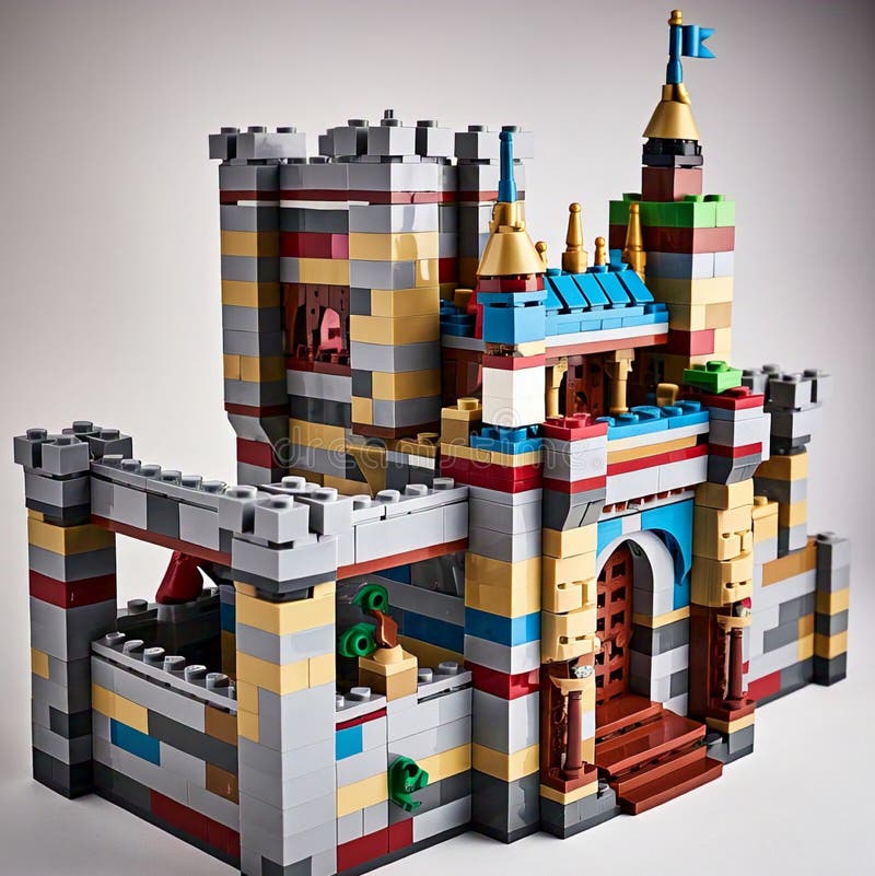 LEGO Brick Blocky Style Castle Stock Illustration - Illustration of ...