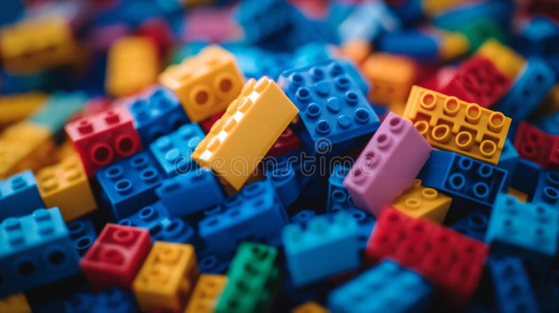 Lego Bricks in Different Shapes and Sizes. Colorful Toy Bricks Stock ...
