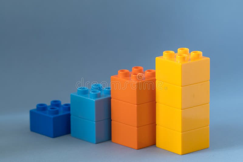 Lego Chart on Blue Background. Stock Photo - Image of close, isolated ...