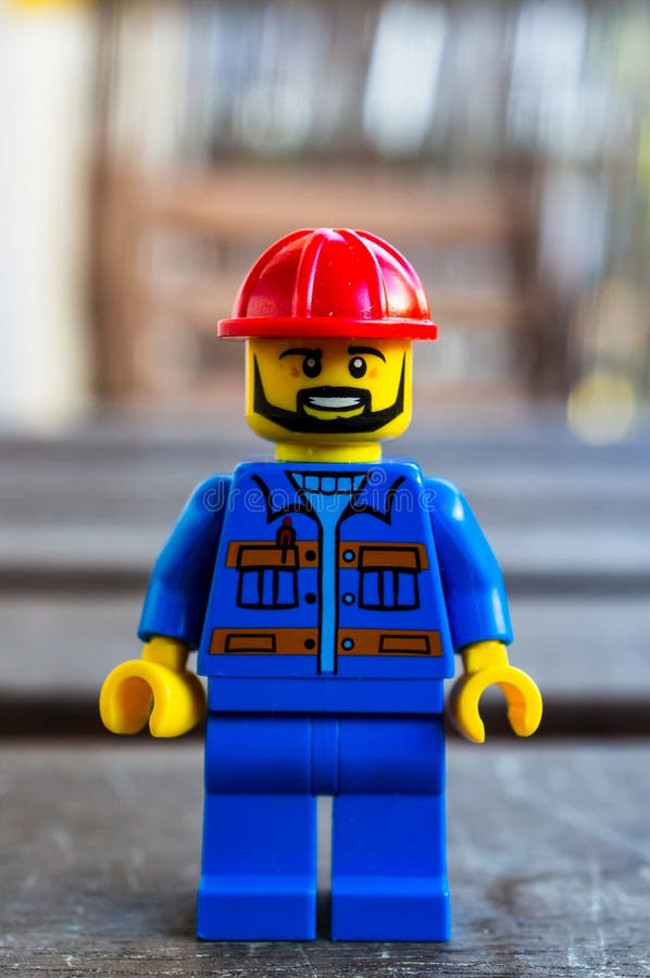 Lego Construction Worker Figurine Editorial Image - Image of vertical ...
