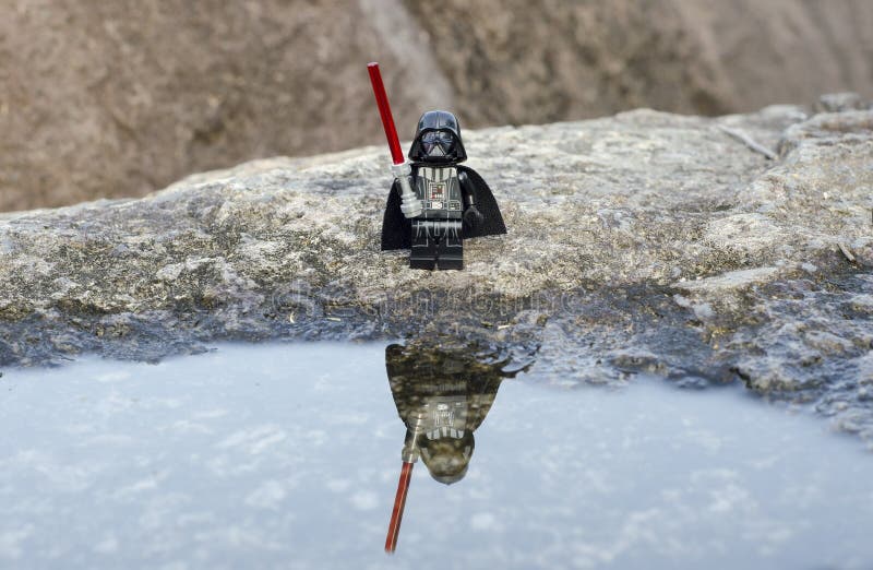 Lego Darth Vader with Reflection on the Pond Editorial Photography ...