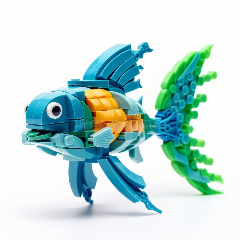 Imaginative Lego Fish with Aquamarine Style and Photorealistic Accuracy ...