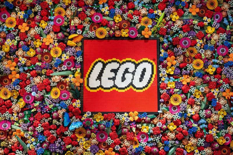 Lego Logo Made with Colorful Bricks Surrounded by Lego Flowers ...