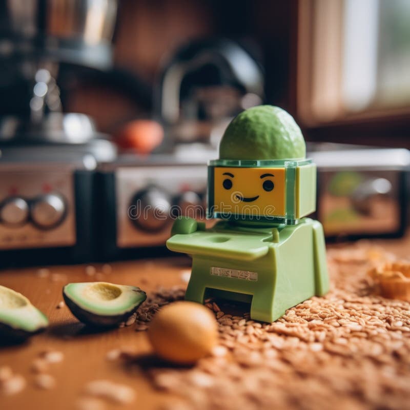 A Lego Man Sitting on Top of a Counter Next To an Avocado. Generative ...