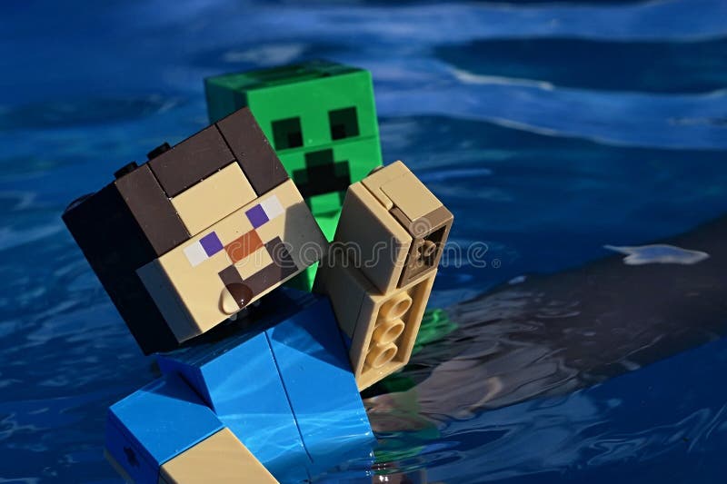 LEGO Minecraft Figure of Steve Climbing on Side Limb of Asian Bamboo ...