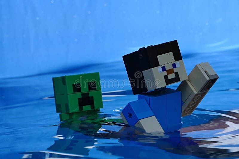 LEGO Minecraft Figure of Steve Climbing on Side Limb of Asian Bamboo ...