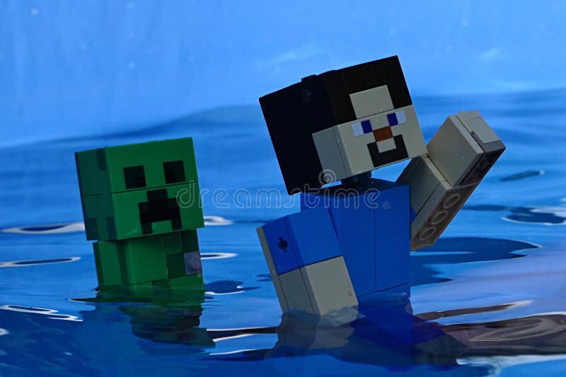 LEGO Minecraft Figure of Steve Climbing on Side Limb of Asian Bamboo ...