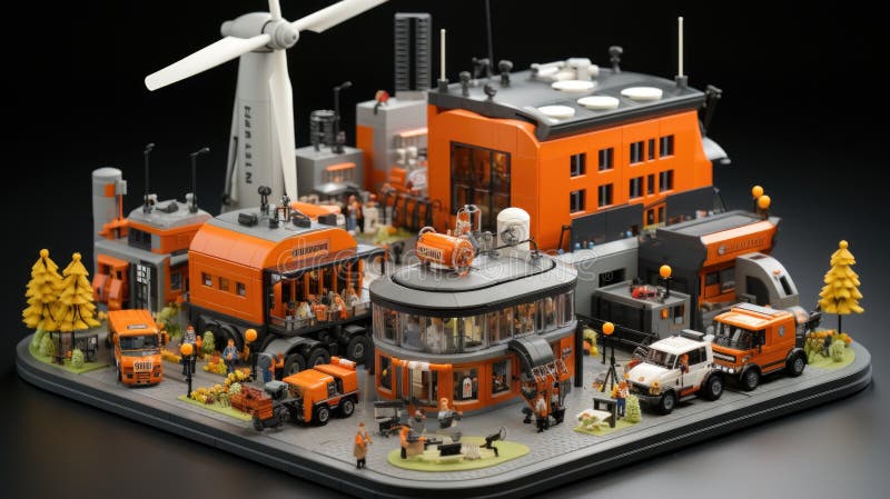 A Lego Model of a Factory with People and Machinery. Generative AI ...