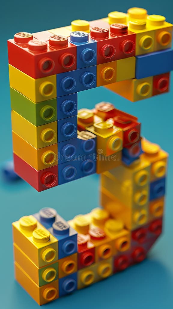 A Lego Number 5 Made of Colorful Blocks Stock Photo - Image of plastic ...