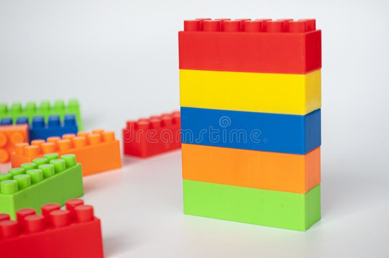Lego Set on White Background Cover.Toys and Copy Space Concept Stock ...