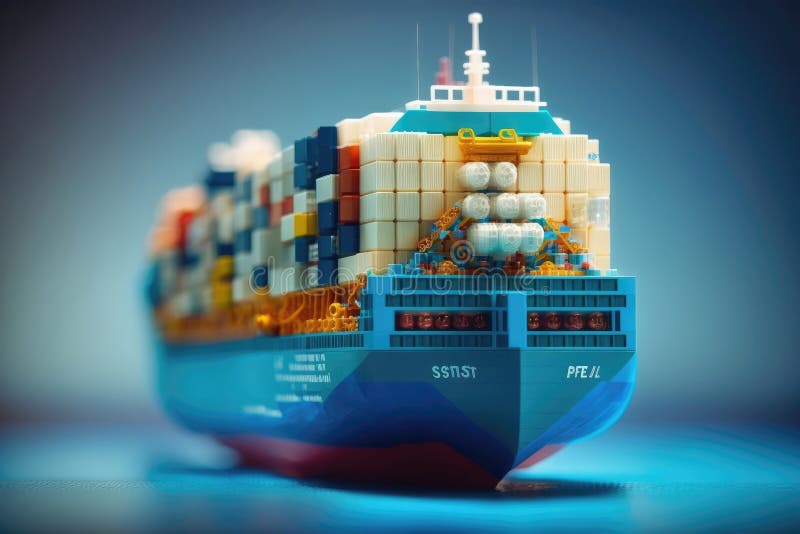 Lego Toy Constructor Container Ship, Selective Focus. Generative AI ...