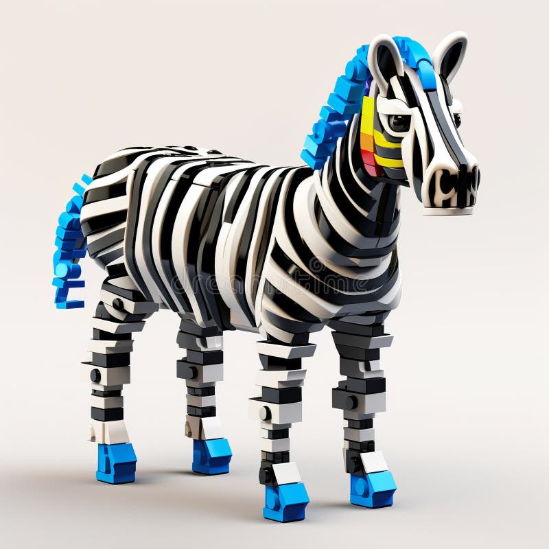 Vibrant Lego Zebra 3d Model with Symbolic Elements Stock Illustration ...
