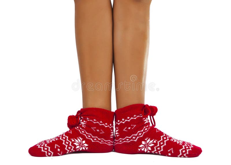 Legs Female in Striped Socks Isolated Stock Photo - Image of attractive ...