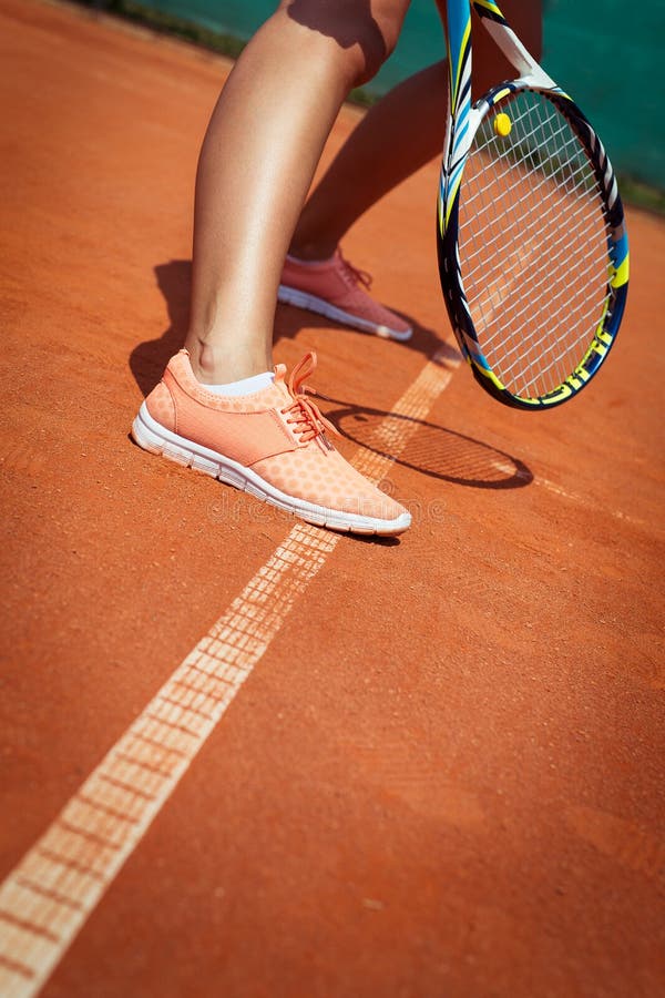 Legs of Female Tennis Player. Stock Photo - Image of skirt, female ...