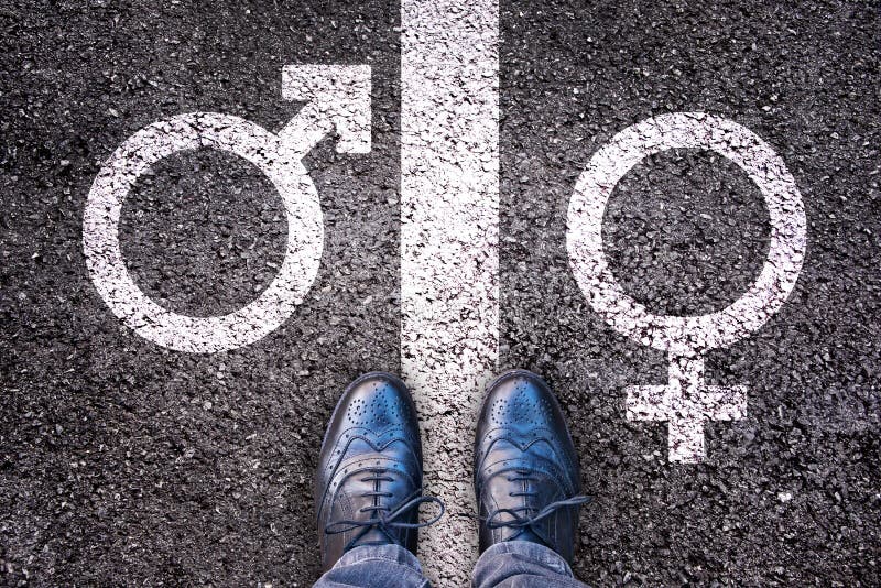 Legs with Gender Symbol on Asphalt Stock Photo - Image of legs, asphalt ...