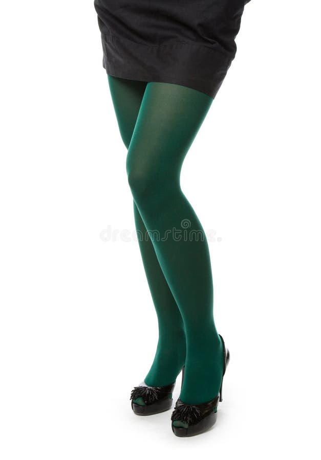 Young Girls Legs in Red Tights Trainers and Colour Stock Image - Image ...