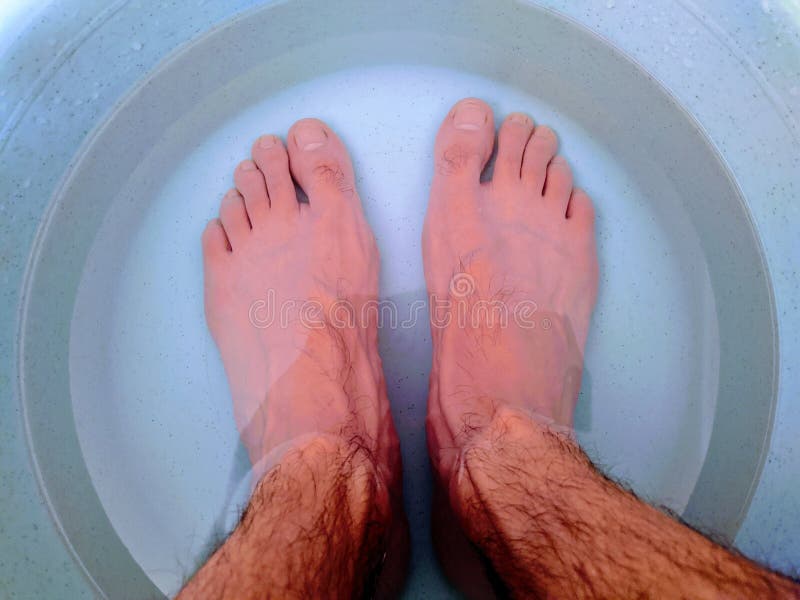 Legs of a Man in a Basin with Hot Water. Stock Photo - Image of water ...