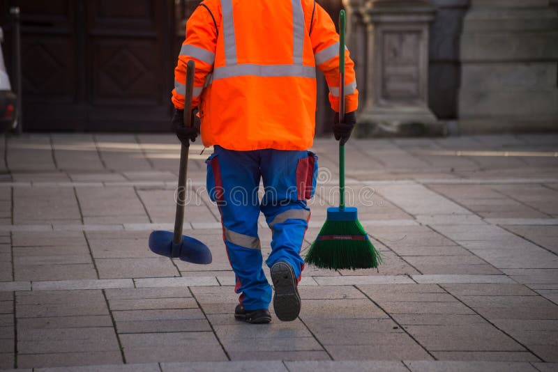 Legs of Man Cleaning the Street Stock Image - Image of dirty, plastic ...