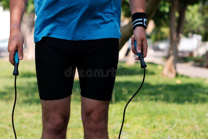 Legs of a Man with Jump Rope Stock Image - Image of person, exercise ...