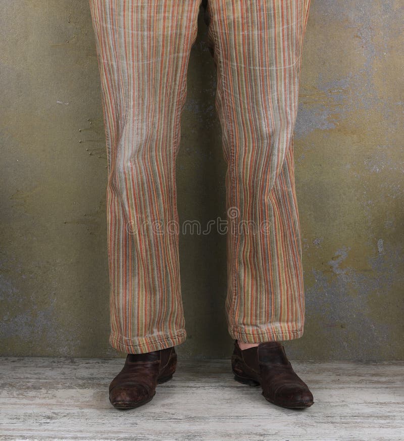 Legs of Man in Old Pants and Old Shoes Stock Photo - Image of casual ...