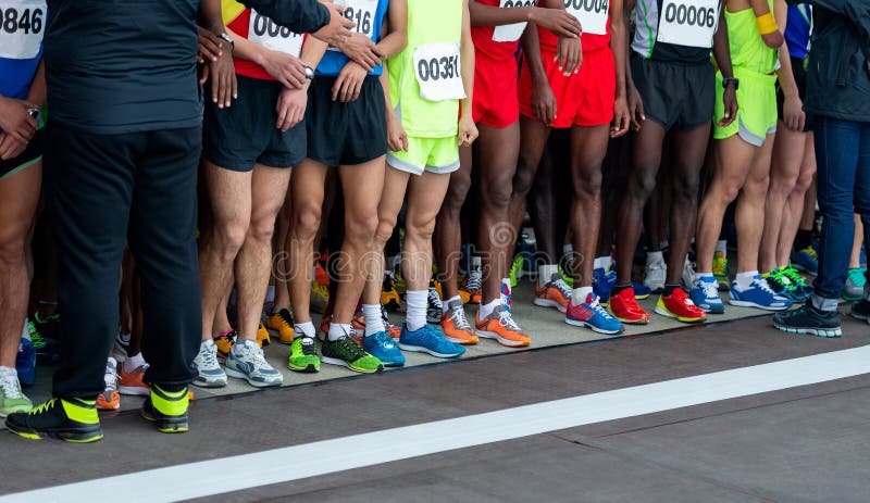 Multi-ethnic Athletes before Marathon Start Stock Image - Image of ...