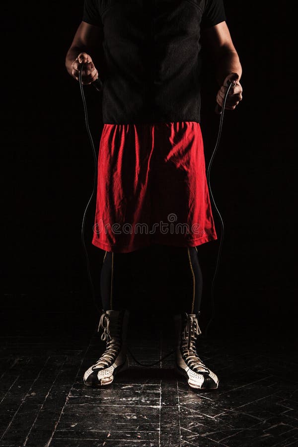 The Legs of Muscular Man with Skipping Rope Stock Photo - Image of ...