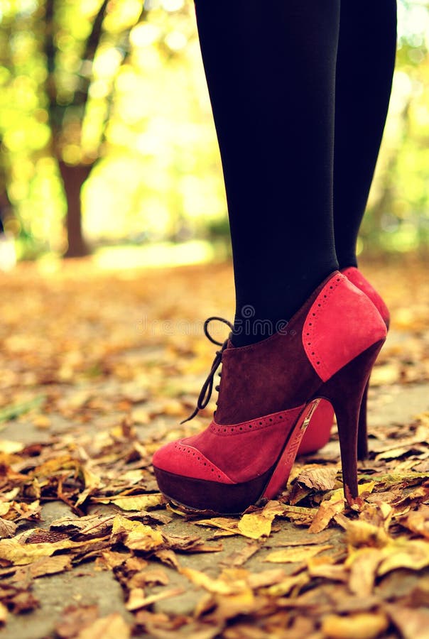 Legs with Pink High-heels in Park Stock Photo - Image of design ...