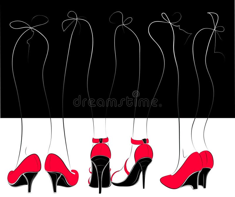 Legs in Red and Black Shoes Stock Vector - Illustration of black, legs ...