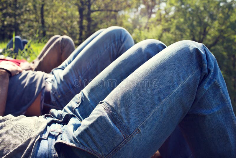 Legs Relaxing in a Sunny Spring Day Stock Photo - Image of people ...