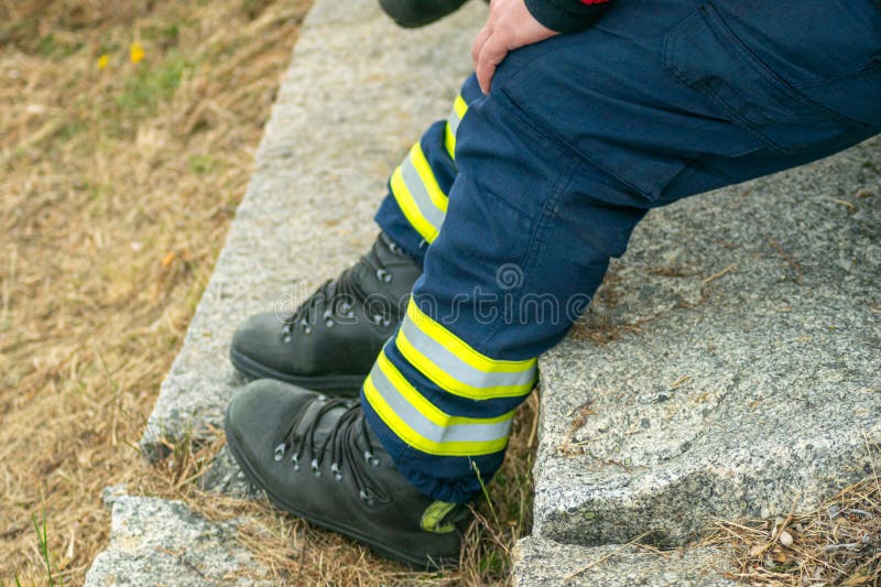 Legs of a Rested Member of the Emergency Services. Security and Public ...