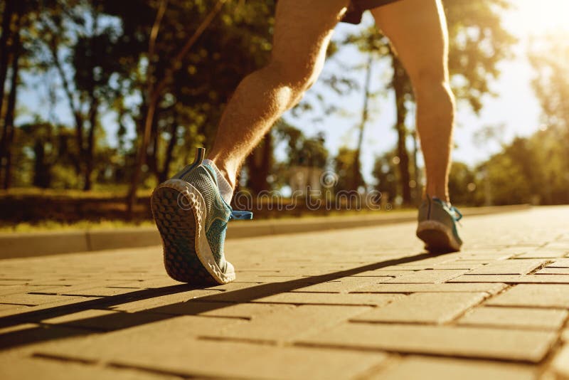 Legs Runner on the Track Park at Sunset. Stock Image - Image of runner ...