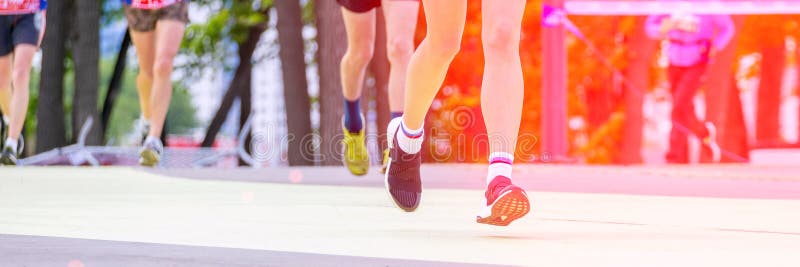 Legs of a Running Athlete for a Long Distance on Asphalt Stock Image ...
