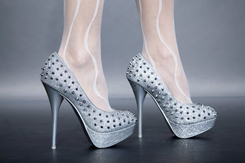 Legs with Silver High Heels Stock Image - Image of long, modern: 40666787