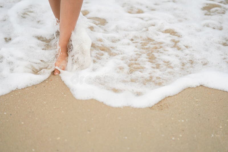 Legs of Walking on the Beach Stock Image - Image of person, landscape ...