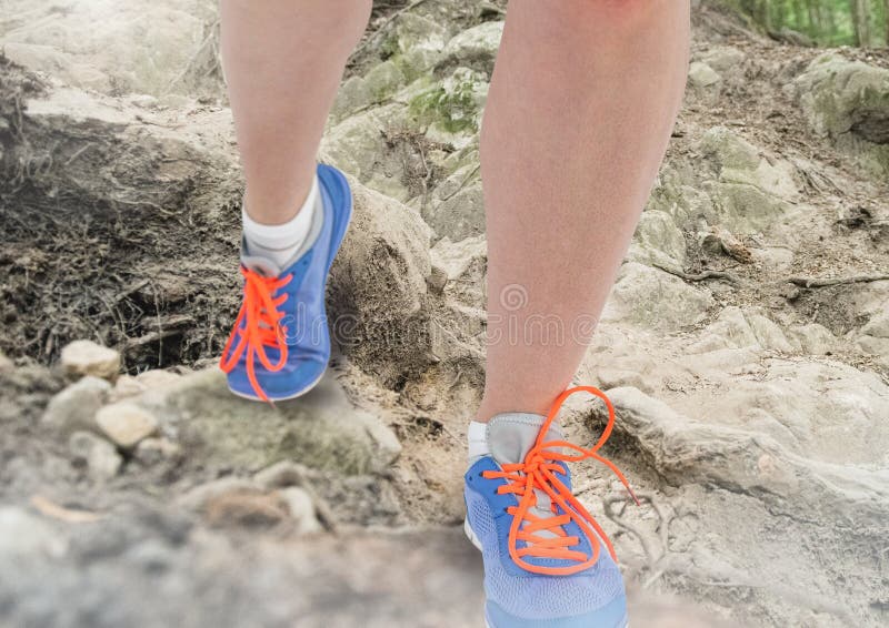 Legs Walking or Jogging on Rough Nature Terrain Stock Illustration ...