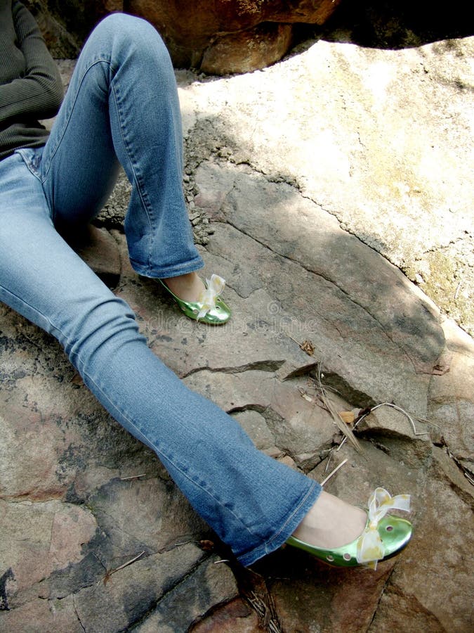 Legs wearing jeans stock image. Image of daylight, female - 2438977