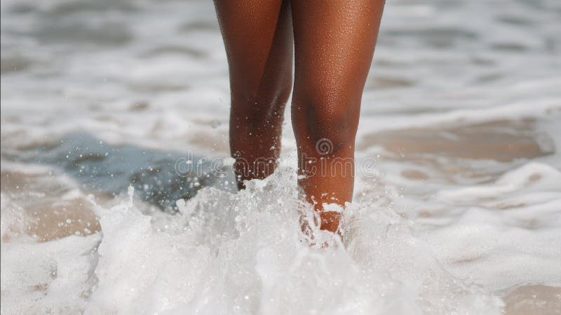 Legs of Woman in Ocean Surf. Stock Illustration - Illustration of ...