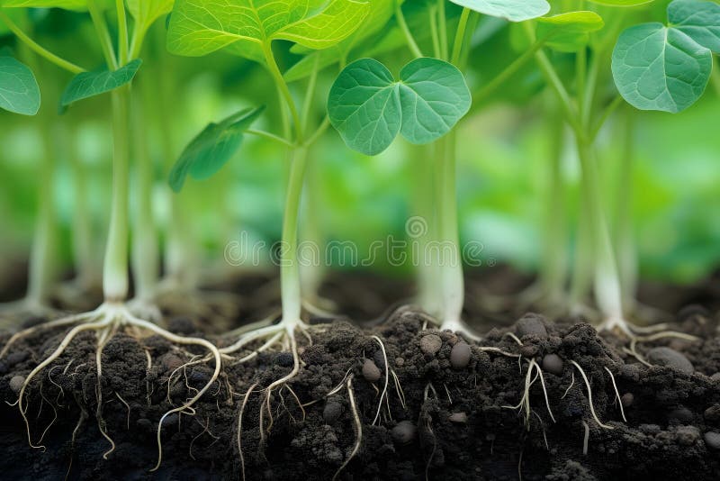 Legume plant roots in soil stock photo. Image of closely - 341624304