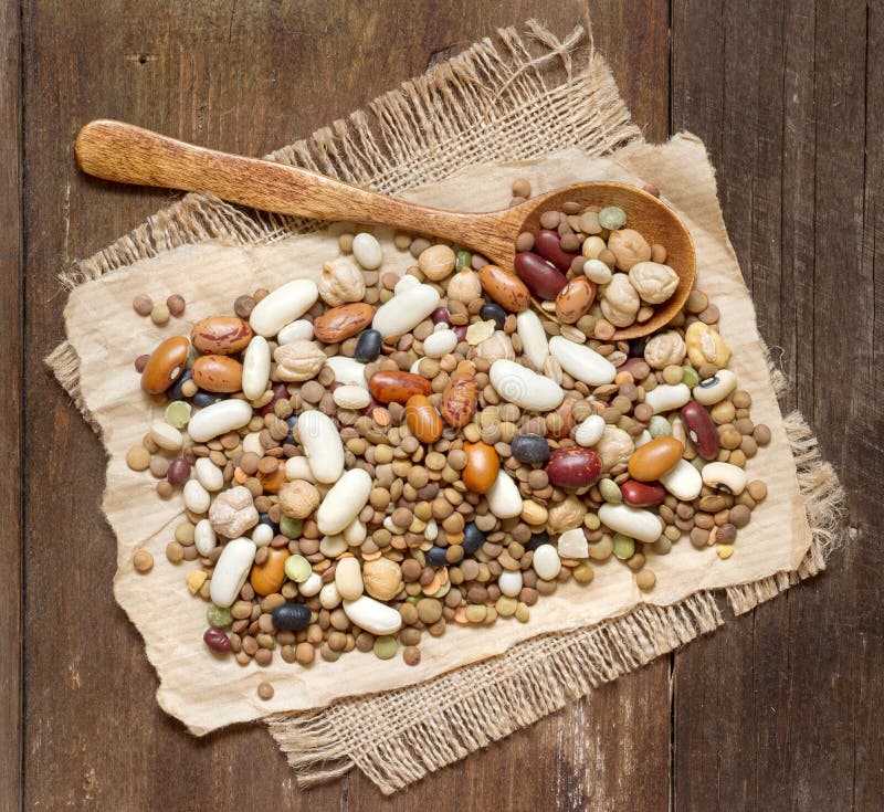 Legumes mix stock image. Image of legumes, burlap, dried - 45747325