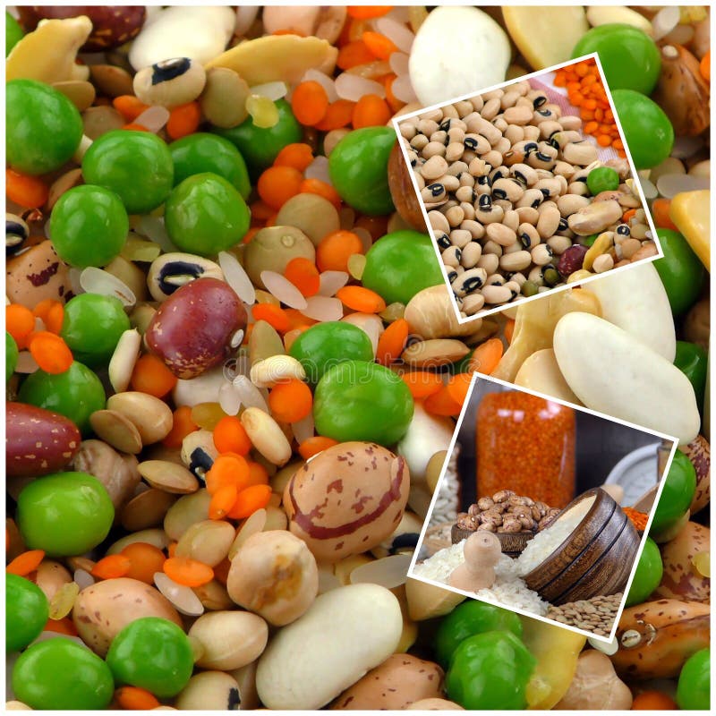 Legumes Natural Raw Mix Food Collage Stock Image - Image of kitchen ...