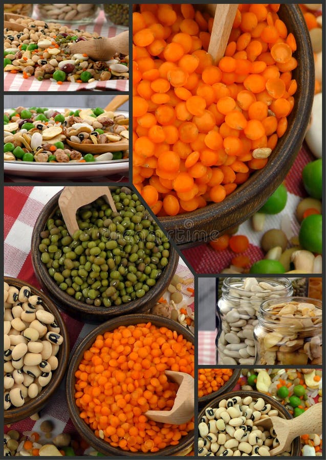 Legumes Natural Raw Mix Food Collage Stock Photo - Image of lentils ...