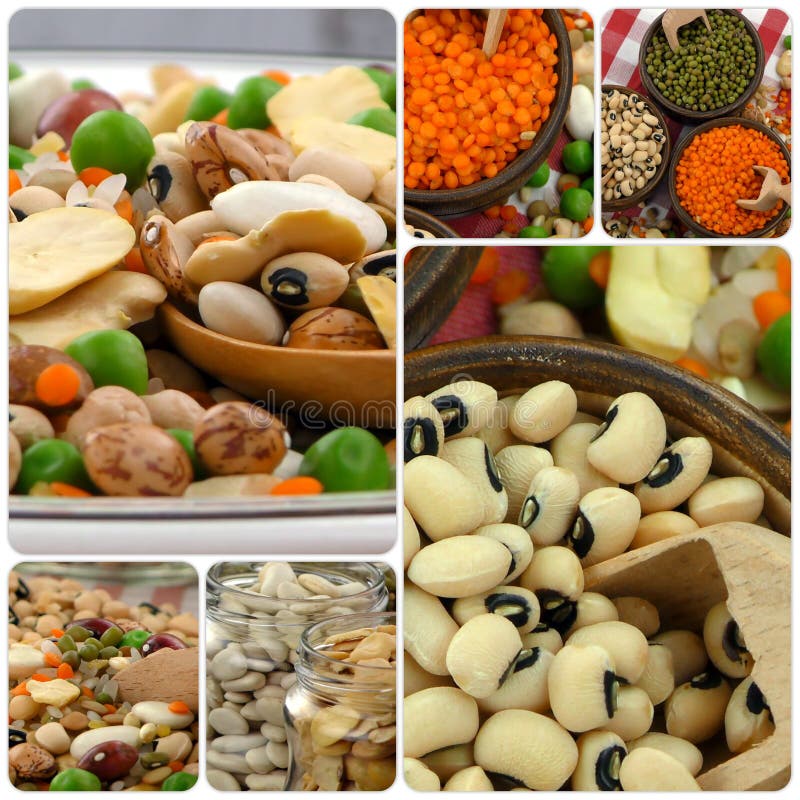 Legumes Natural Raw Mix Food Collage Stock Photo - Image of grain ...