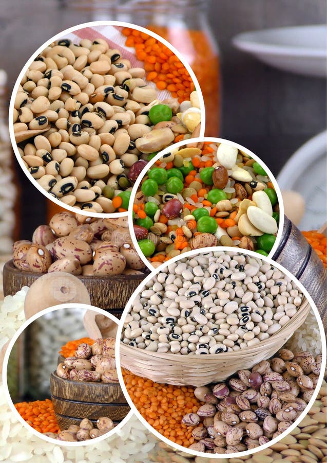 Legumes Natural Raw Mix Food Collage Stock Photo - Image of findings ...