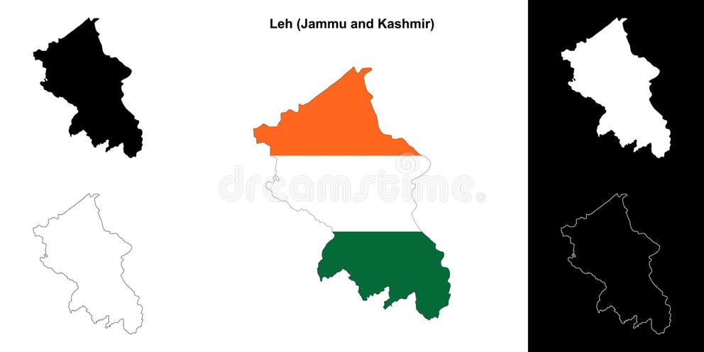 Leh outline map stock vector. Illustration of district - 368829556