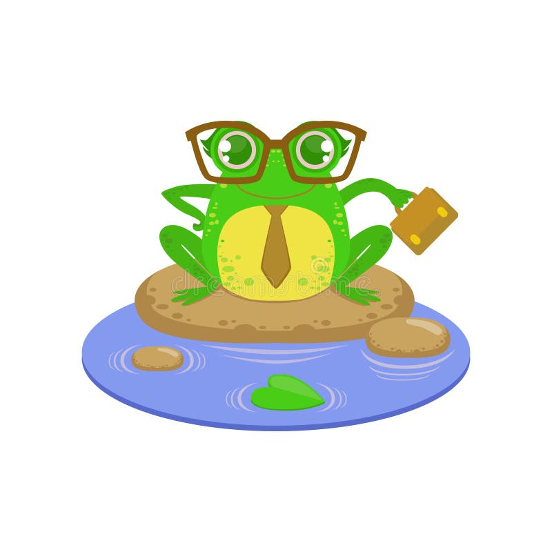 Lehrer Cartoon Frog Character Vektor Abbildung - Illustration von teich ...