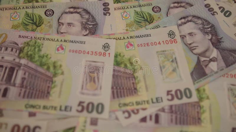 500 LEI Banknote Details - Romanian Money Stock Footage - Video of cash ...