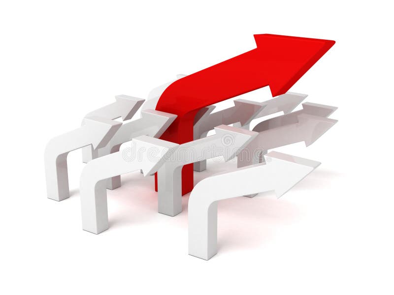Leidingsconcept Met Grote Rode Pijl Van Witte Teamgroep Stock ...